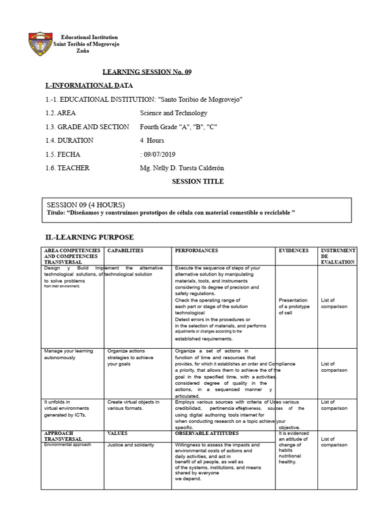 LEARNING SESSION No. 09 - DESIGN OF VEGETAL CELL PROTOTYPE | PDF ...
