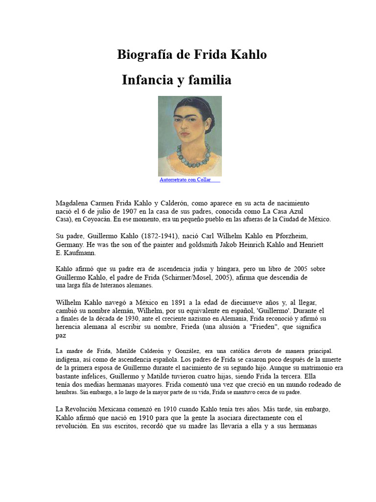 Biografía de Frida Kahlo | PDF