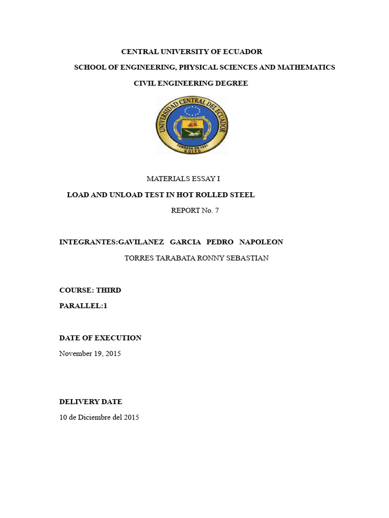 Load and Unload Test on Hot Rolled Steel | PDF | Deformation ...