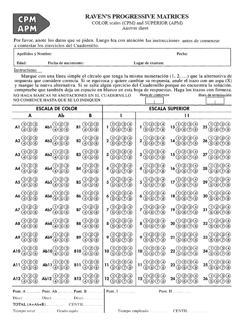 RAVEN Response Sheet CPM APM and Correction Template PDF | PDF