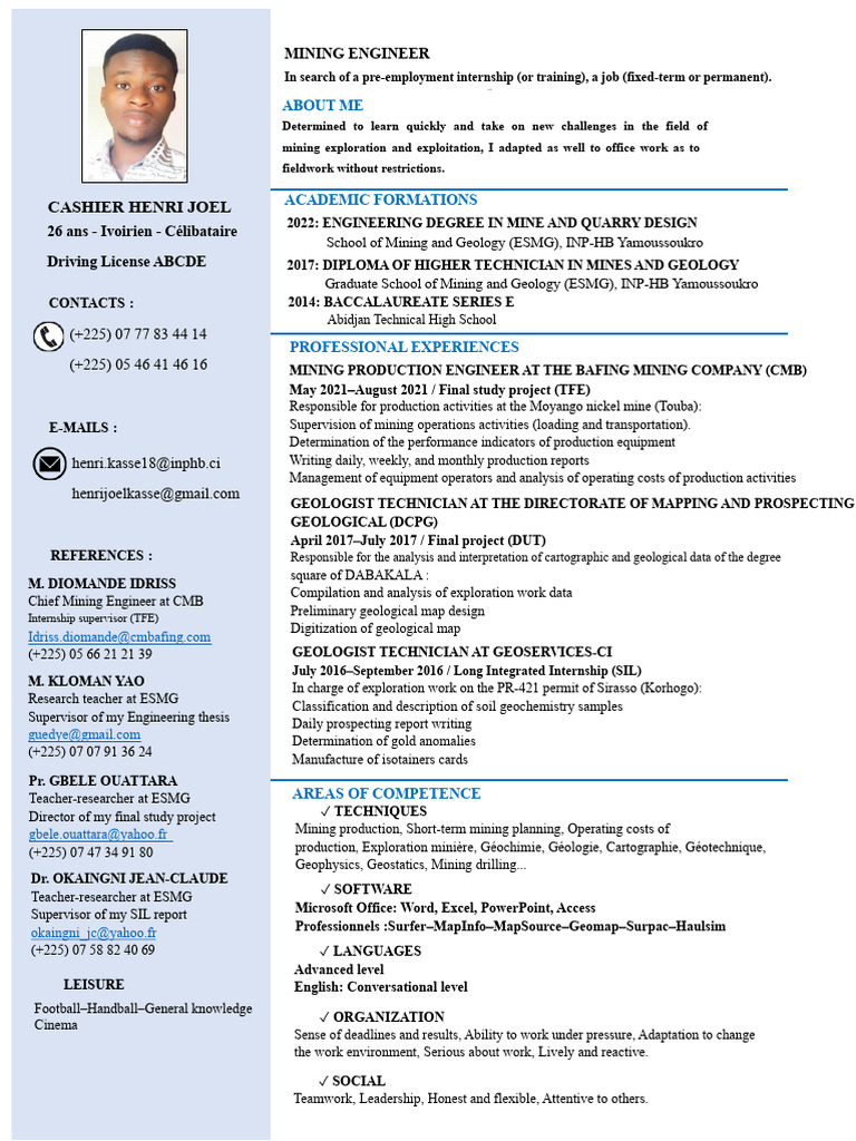 Mining Engineer Internship Resume | PDF