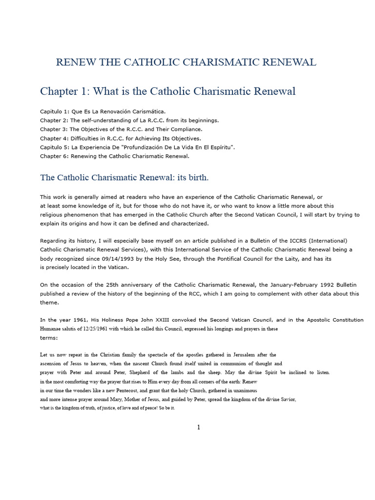Catholic Charismatic Renewal Explained | PDF | Charismatic Movement ...