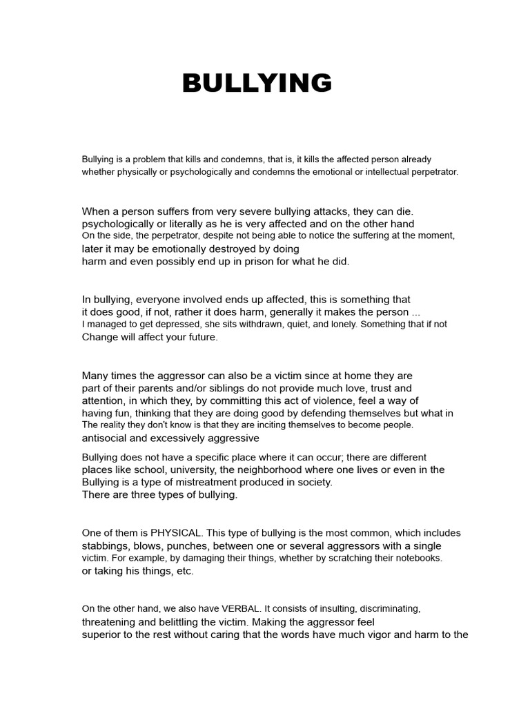 BULLYING Current Argumentative Text | PDF | Bullying | Injustice
