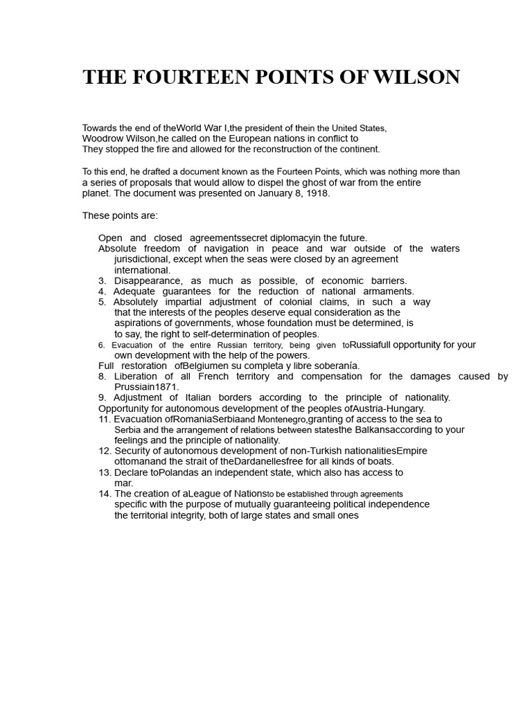 The Speech of The Fourteen Points | PDF