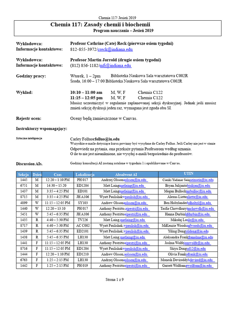 C117 F2019 Syllabus v7 PDF | PDF