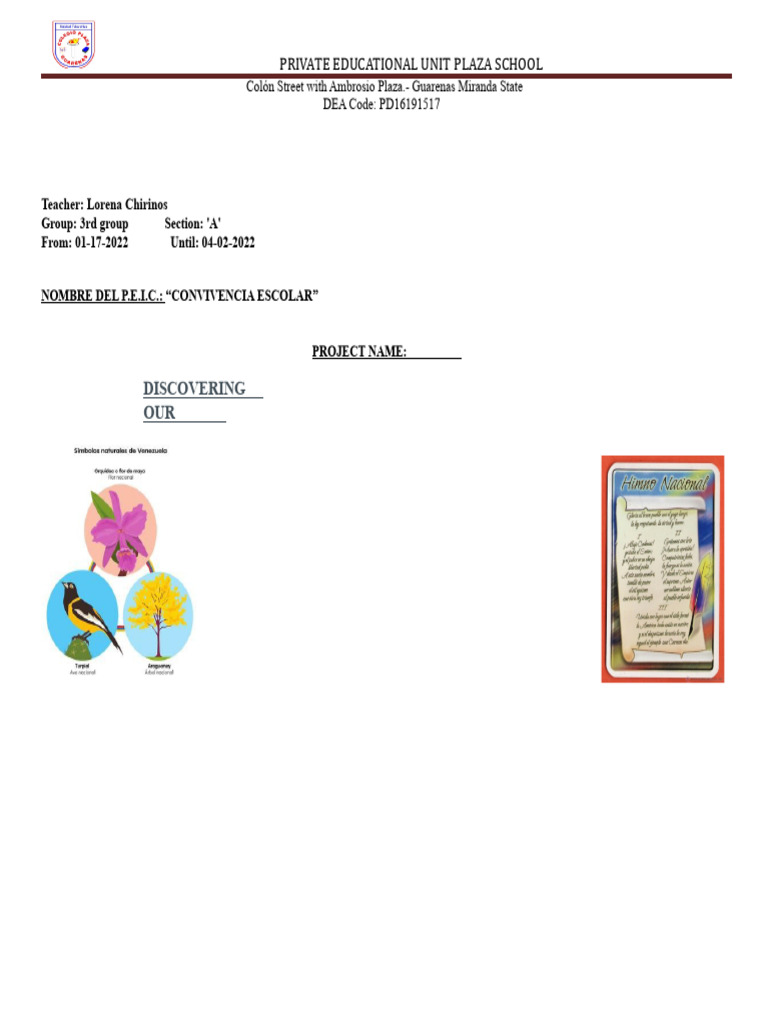 Project Discovering Our Patriotic and Natural Symbols | PDF