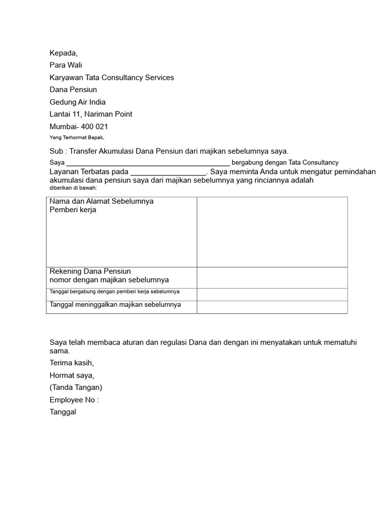 Formulir Transfer Superannuation | PDF