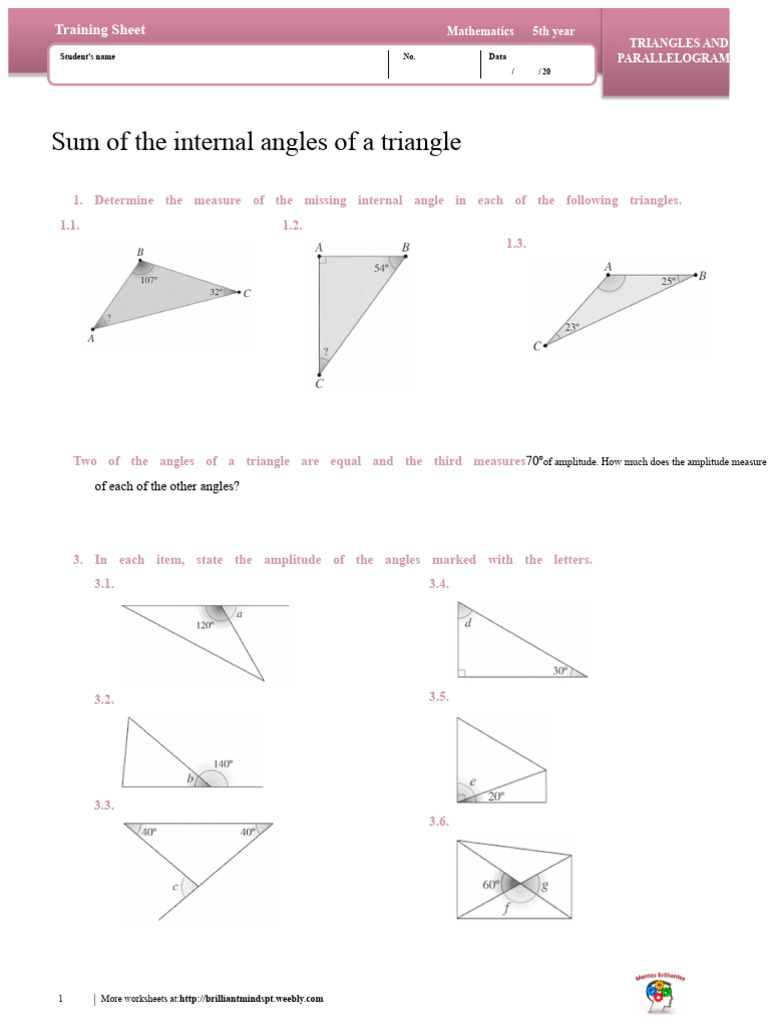 sum_of_the_internal_angles_of_a_triangle | PDF | Triangle | Angle