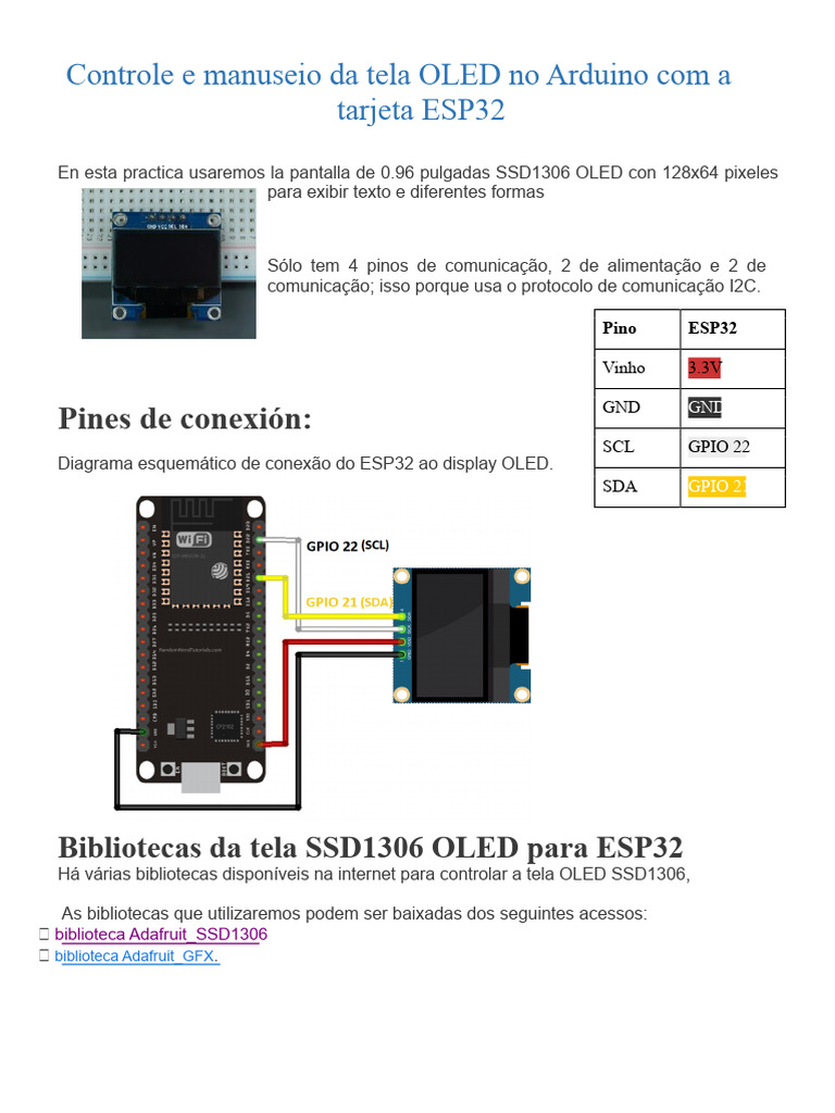 Controle de Tela OLED com ESP32 | PDF | Arduino | Tecnologia da ...