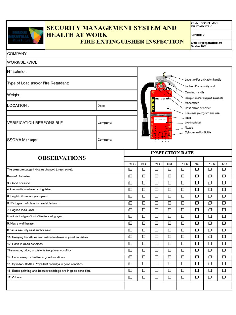 Fire Extinguisher Inspection Form | PDF | Ballistics