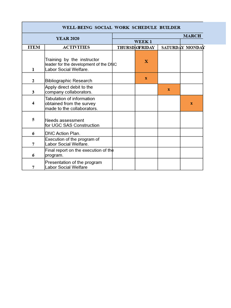 Workplace Well-Being Schedule. | PDF