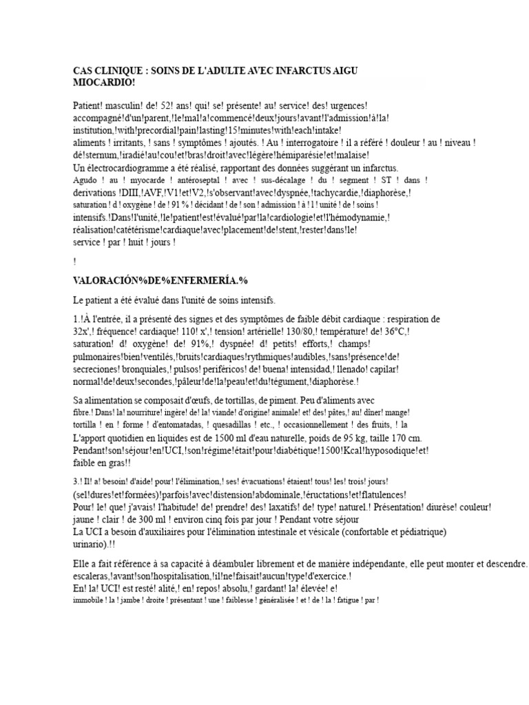 Soins infirmiers pour infarctus aigu du myocarde | PDF | Infarctus du ...