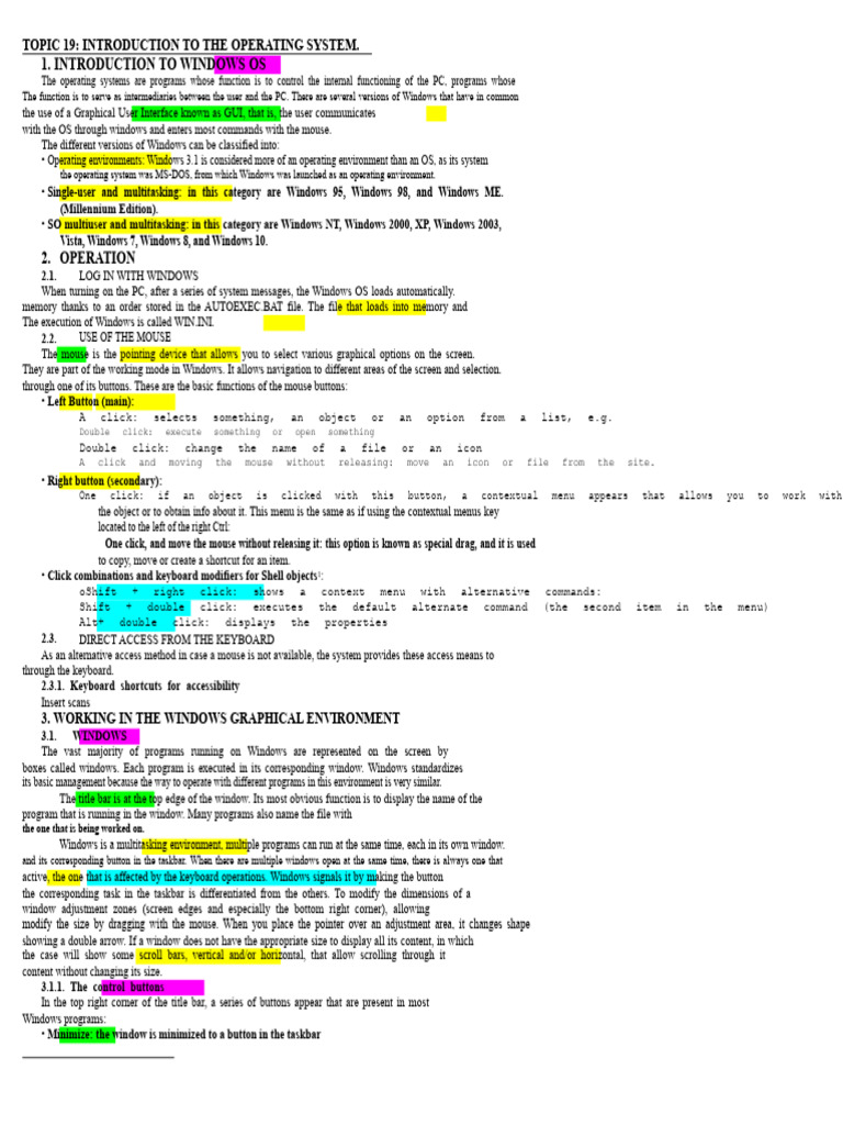Windows Operating System Overview | PDF | Window (Computing) | Icon ...
