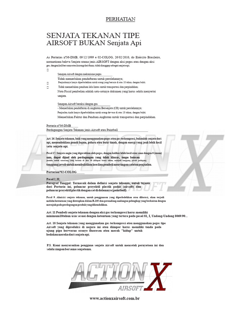 Legislasi Senjata Tekanan Dan Airsoft PDF | PDF