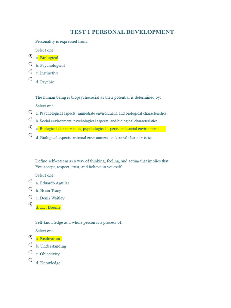 Understanding Personality and Self-Esteem | PDF