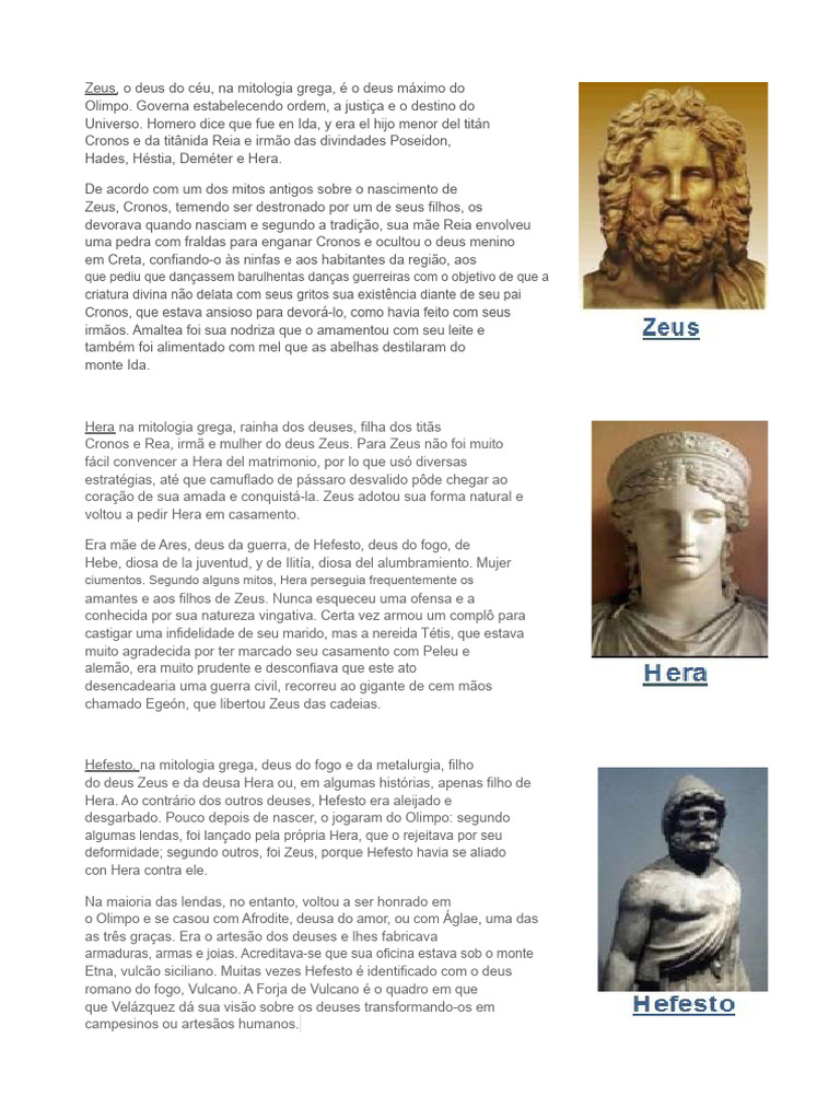Hera: Rainha dos Deuses Gregos | PDF | Hera | Zeus