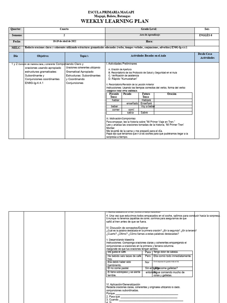 Q4 WLP ESPAÑOL Semana 2 | PDF | Lingüística