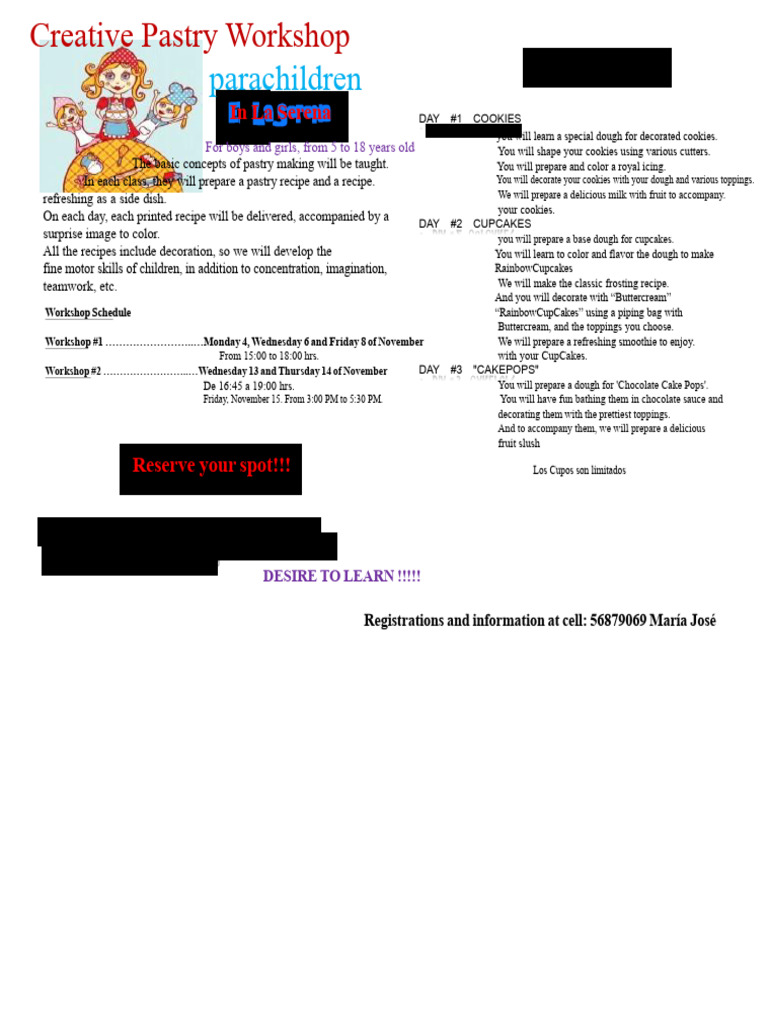 Children's Baking Workshop PDF | PDF | Cupcake | Cakes