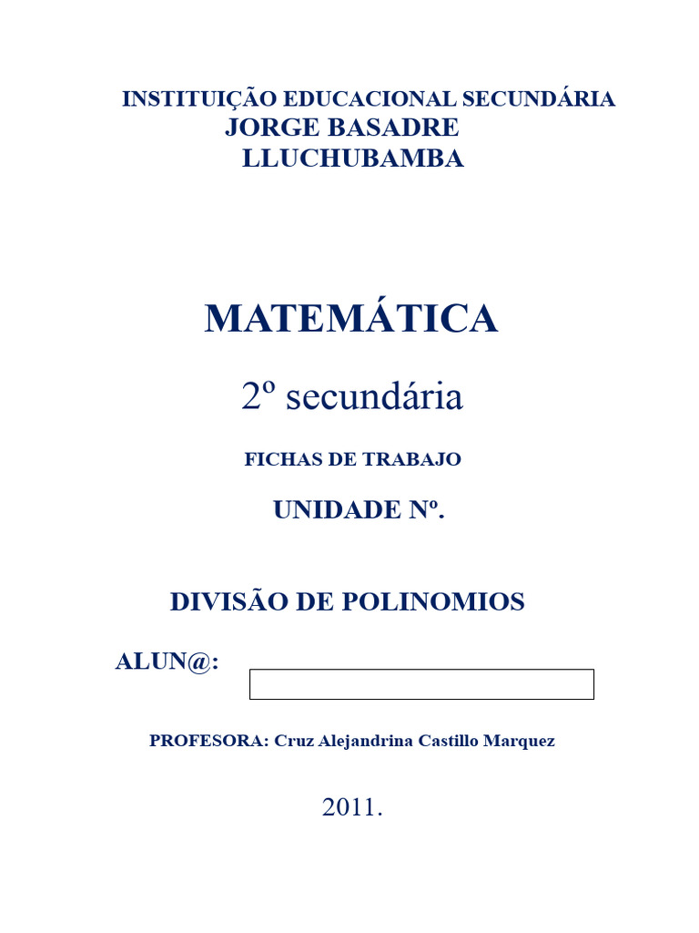 Divisão de Polinômios Quocientes Notáveis | PDF | Divisão (Matemática ...