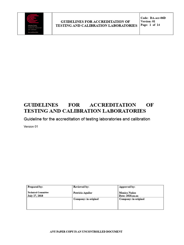 DA-Acr-06D Guideline For The Accreditation of Testing and Calibration ...