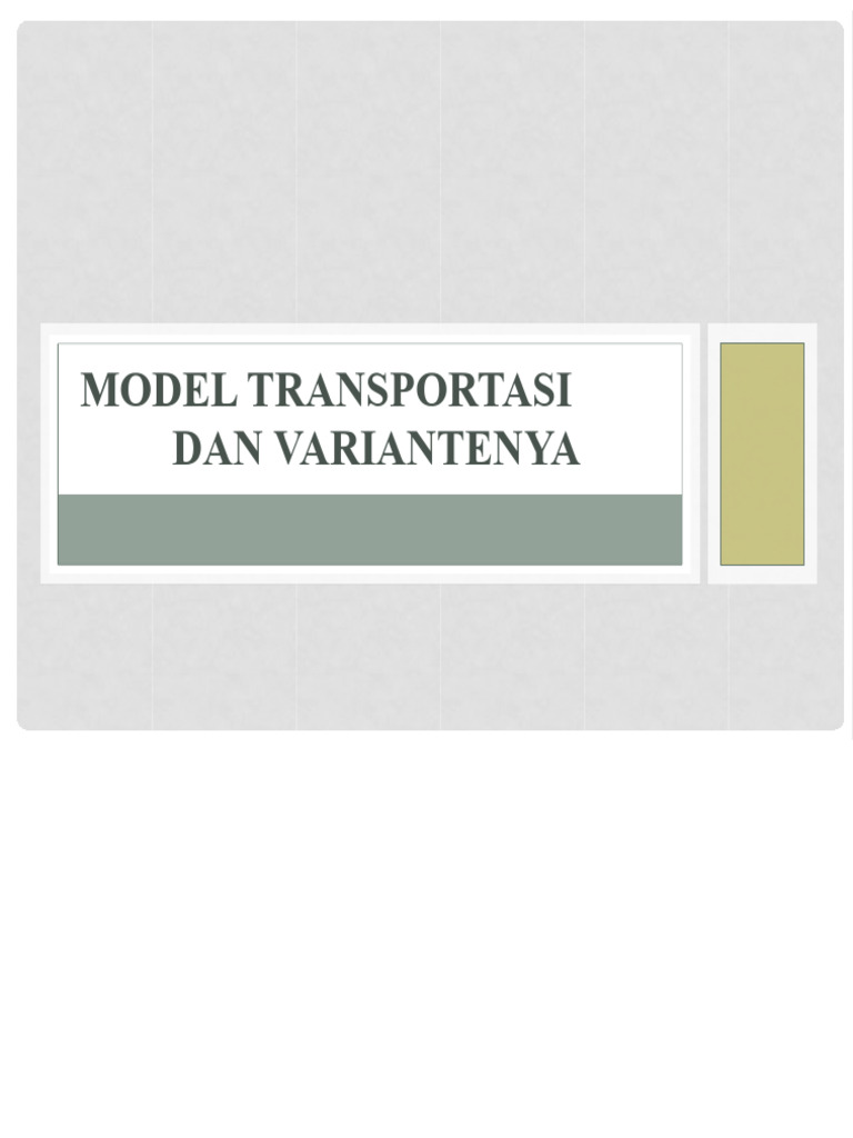 Model Transportasi Dan Variannya | PDF