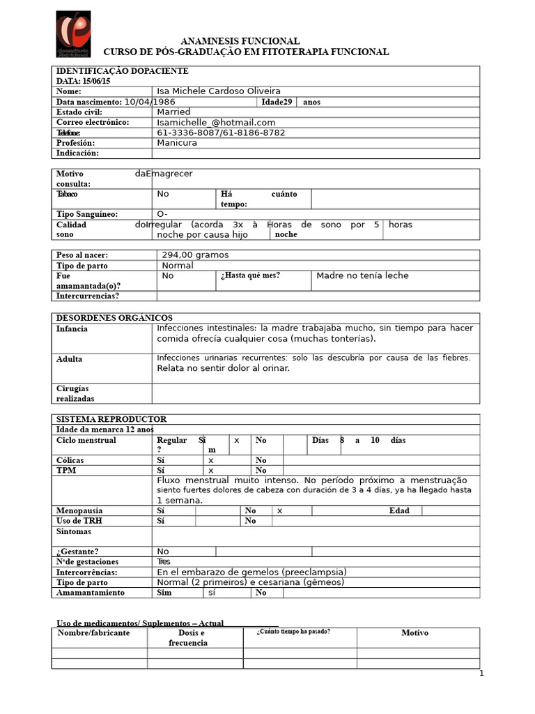 ANAMNESIS FUNCIONAL CLÍNICA FITOTERAPIA completo.doc | PDF | Diabetes ...