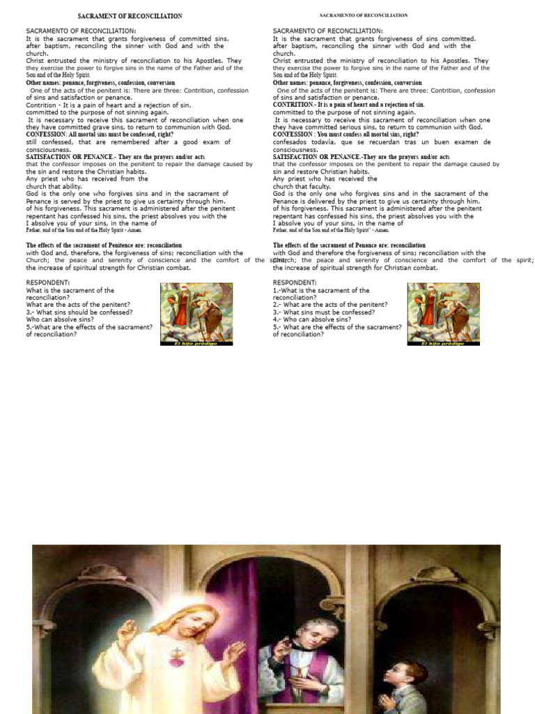 1st - Reconciliation Form | PDF | Penance | Confession (Religion)