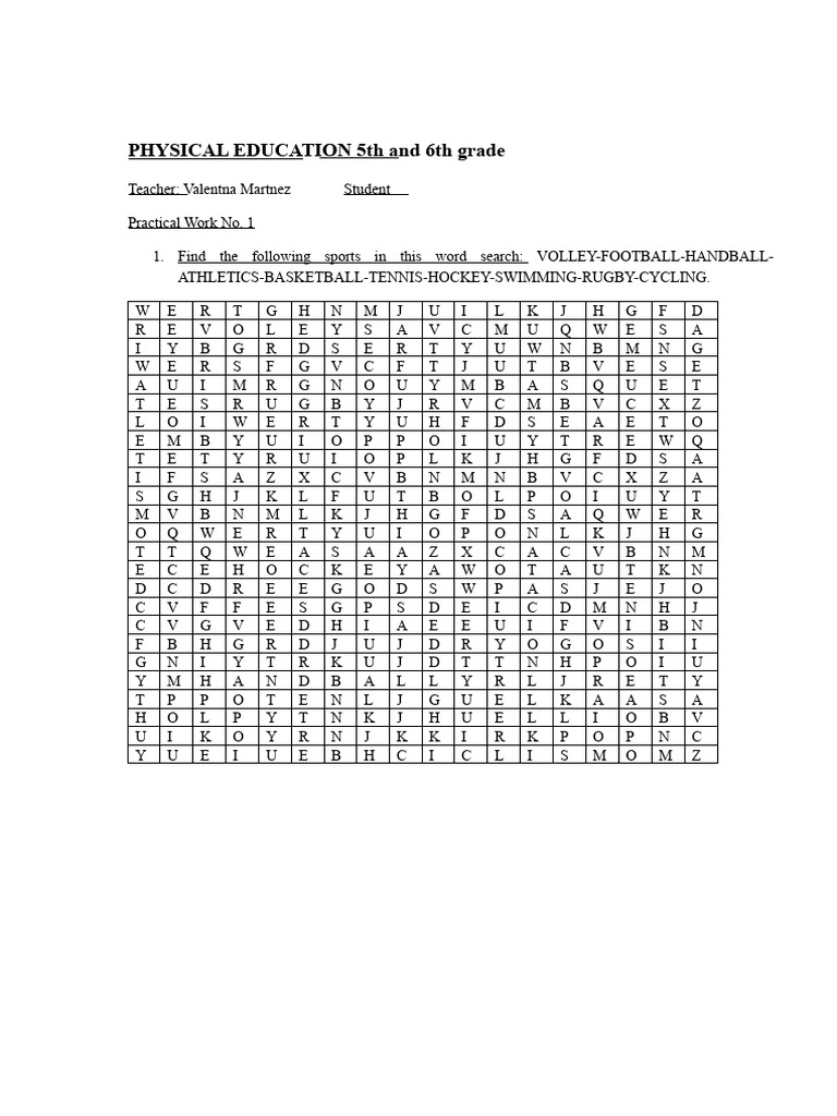 1st practical work Physical Education - 5th and 6th | PDF