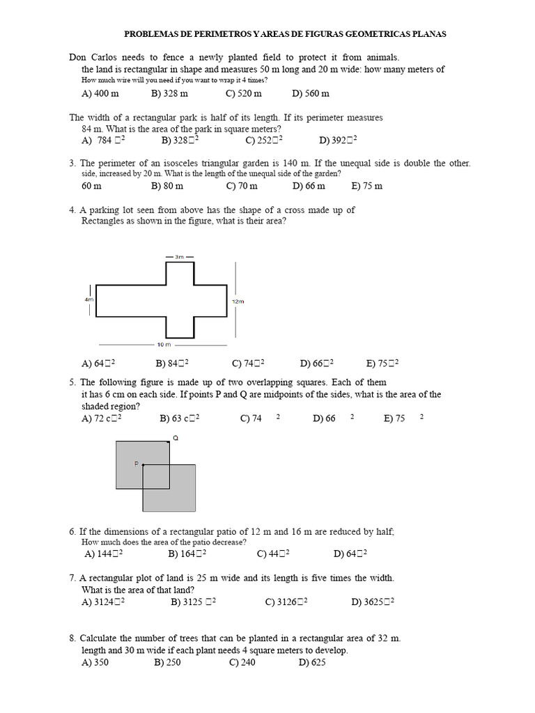 Problems With Perimeters and Areas | PDF | Area | Rectangle