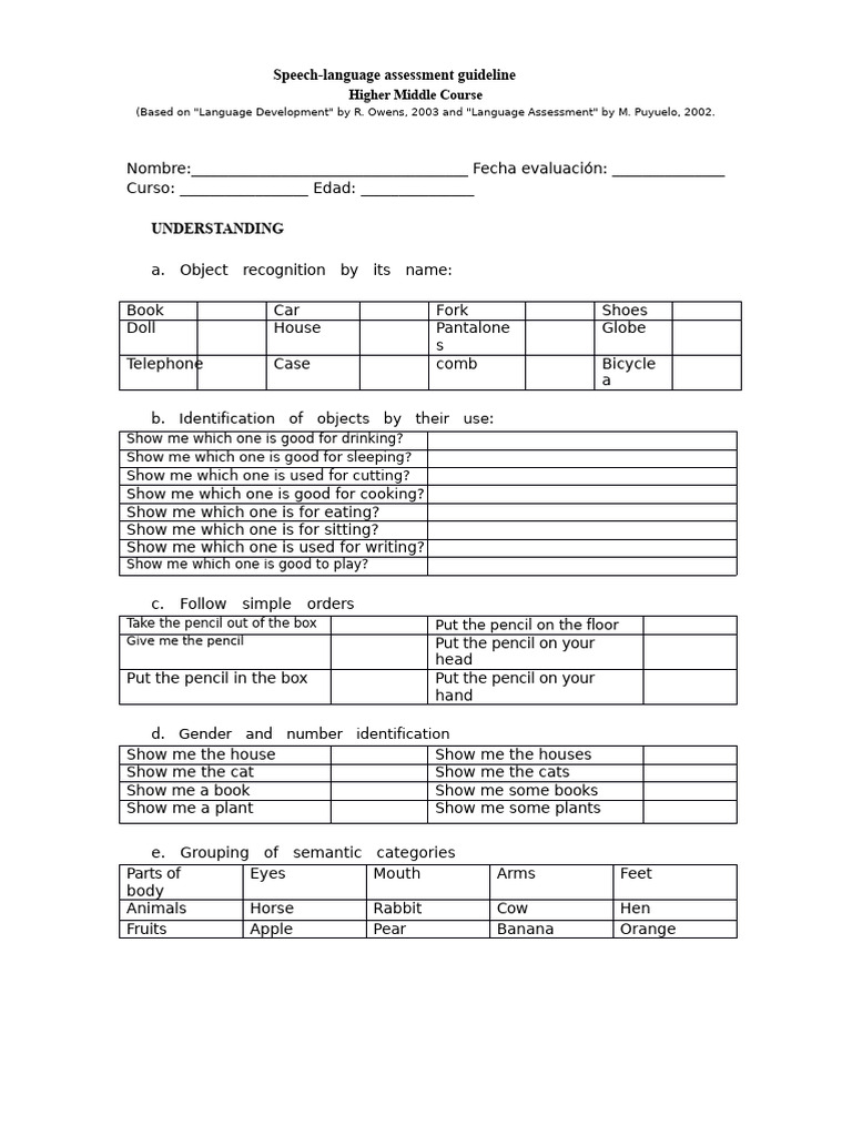 Speech-Language Assessment Guidelines | PDF