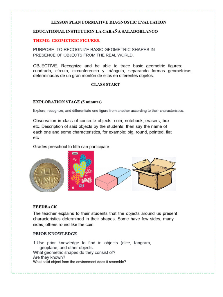 Lesson Plan Diagnostic Formative Assessment Geometric Figures | PDF ...