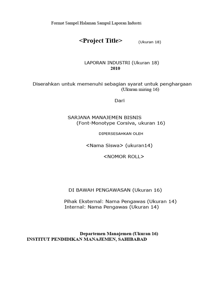 Format Laporan Industri untuk Mahasiswa | PDF