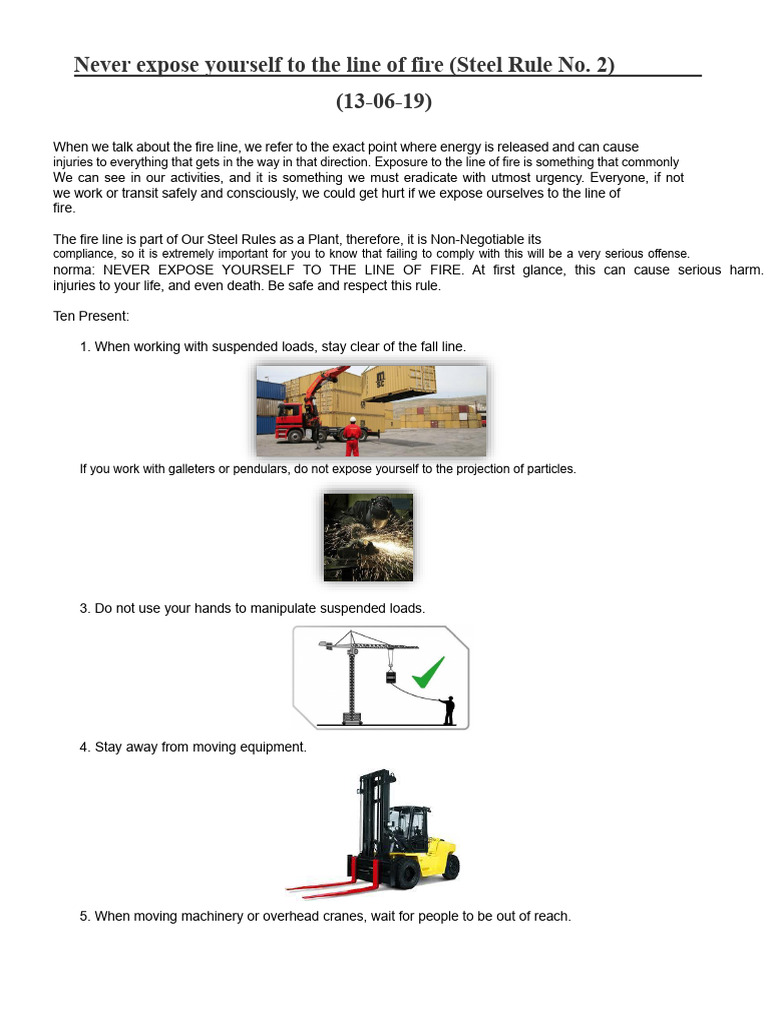 Safety Talk - Exposure to Line of Fire | PDF