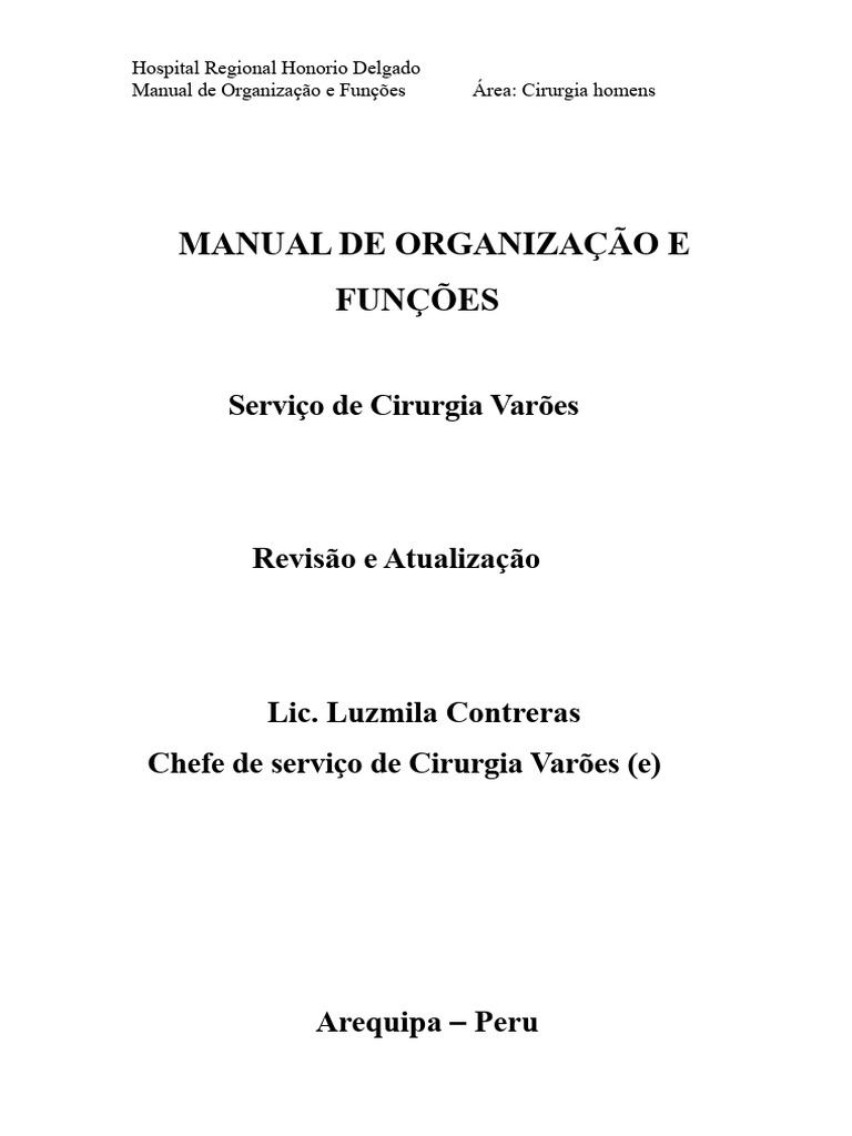 manual de organização e funções varões.doc | PDF | Enfermagem | Liderança