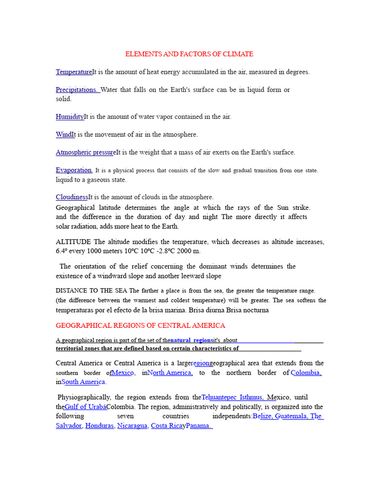 Elements and Factors of Climate | PDF | Atmosphere Of Earth | Central ...