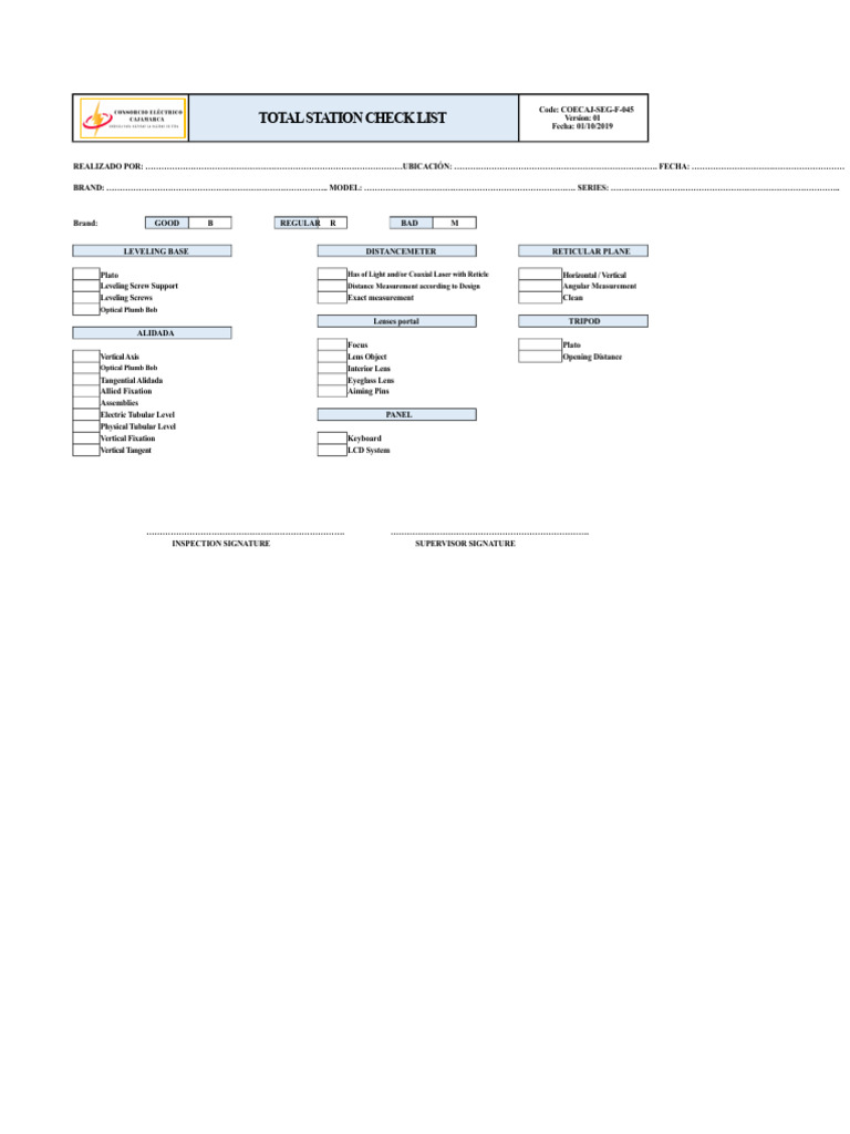 Coecaj-Seg-F-045 - Total Station Check List | PDF