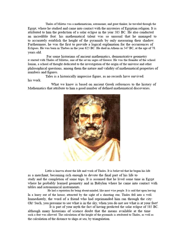 The Story of Thales of Miletus | PDF