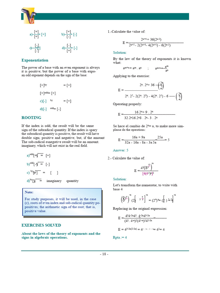 Algebra Pre Laws of Exponents (solved).pdf | PDF | Exponentiation ...