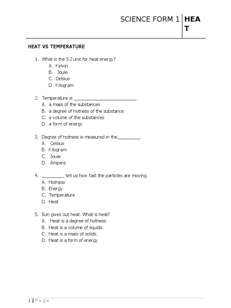 Science Form 1 Hea | PDF