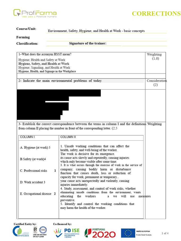 Final Evaluation 1 Correction | PDF | Personal Protective Equipment ...