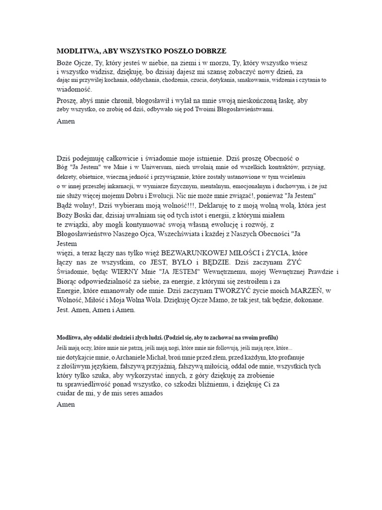 Modlitwa, aby wszystko poszło dobrze | PDF