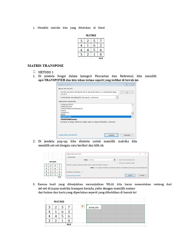Cara Menggunakan Matriks di Excel | PDF