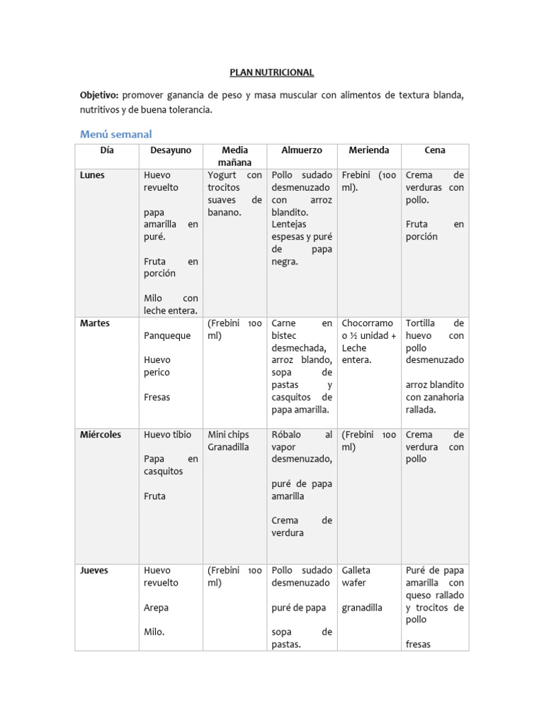 Plan Nutricional Incial | PDF | Sopa | Cocina occidental