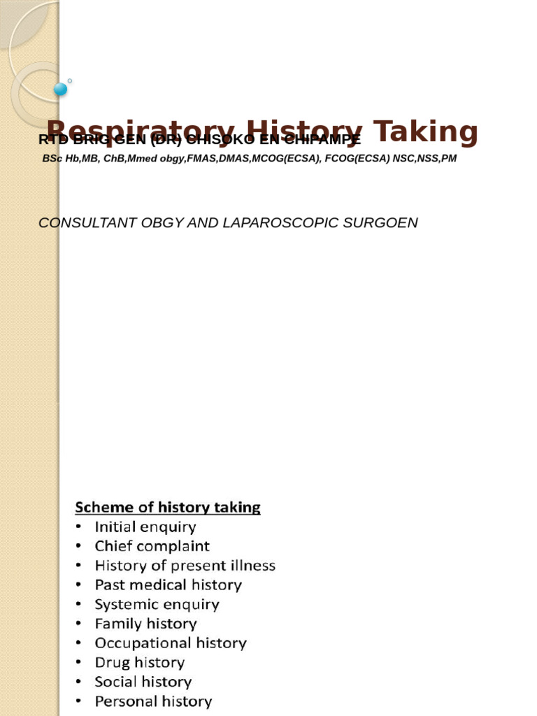 Respiratory History Taking | PDF | Respiratory Diseases | Chronic ...