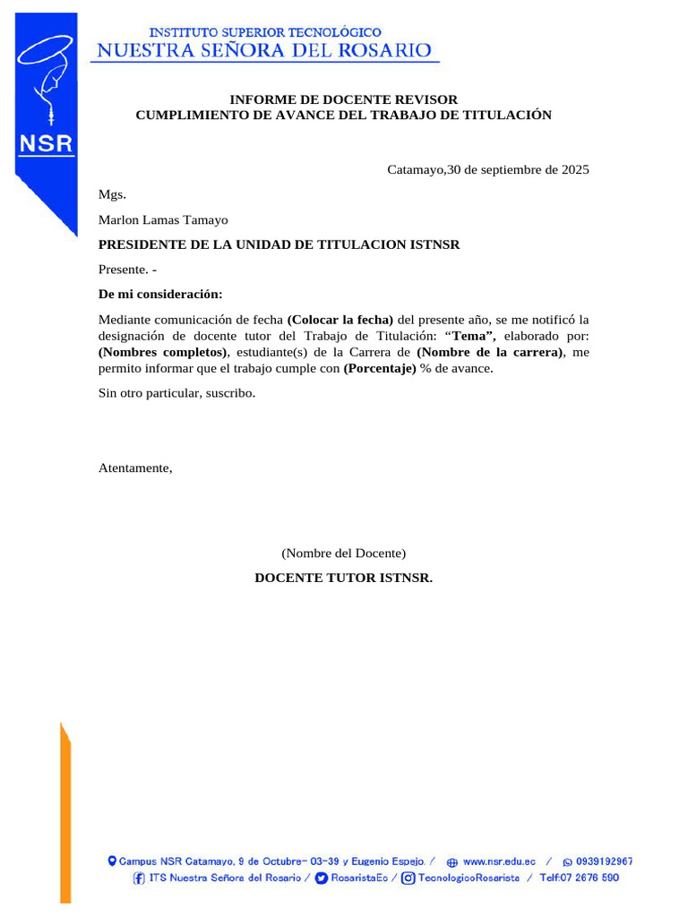 Certificado Culminación Trabajo de Titulación - Nombre Del Estudiante | PDF