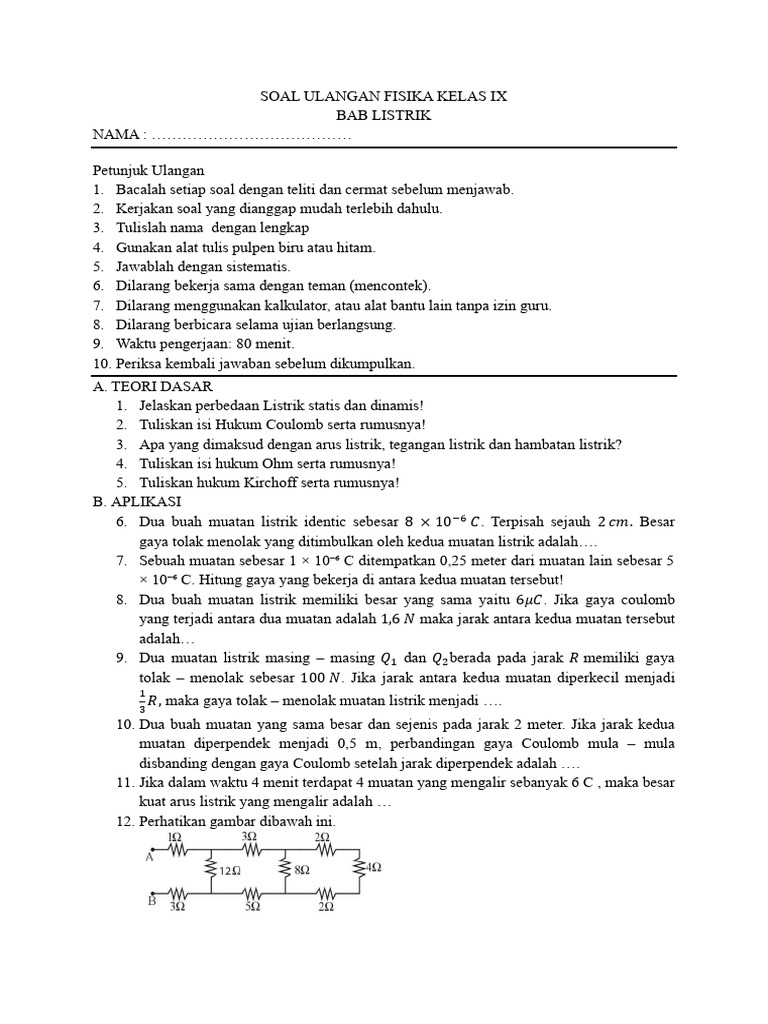 Soal Ulangan Fisika Kelas Ix | PDF