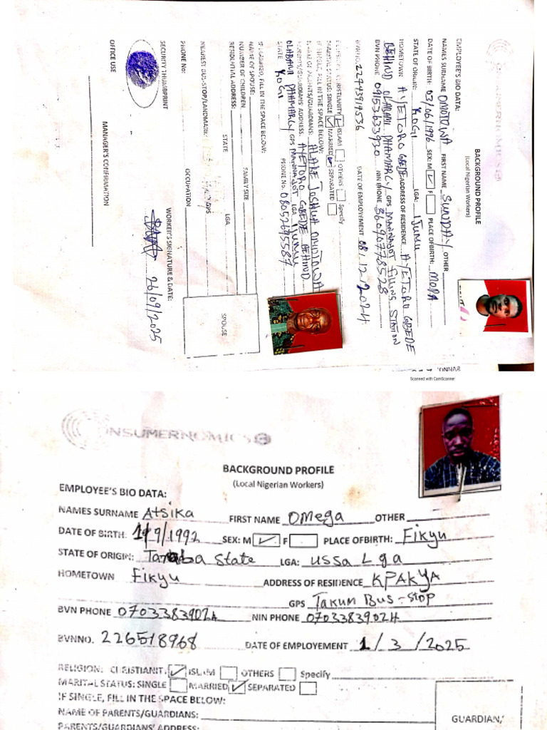 Background Profile Completed Forms | PDF