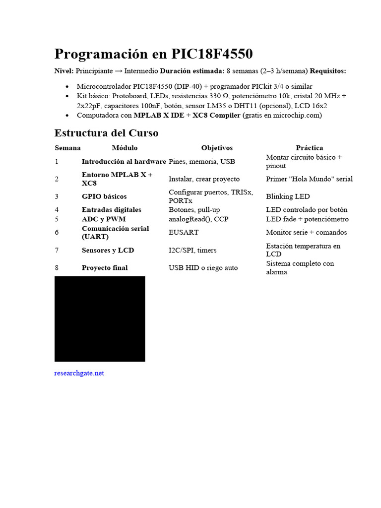 Curso de Programación PIC18F4550 | PDF | Equipo de oficina | Ingeniería ...