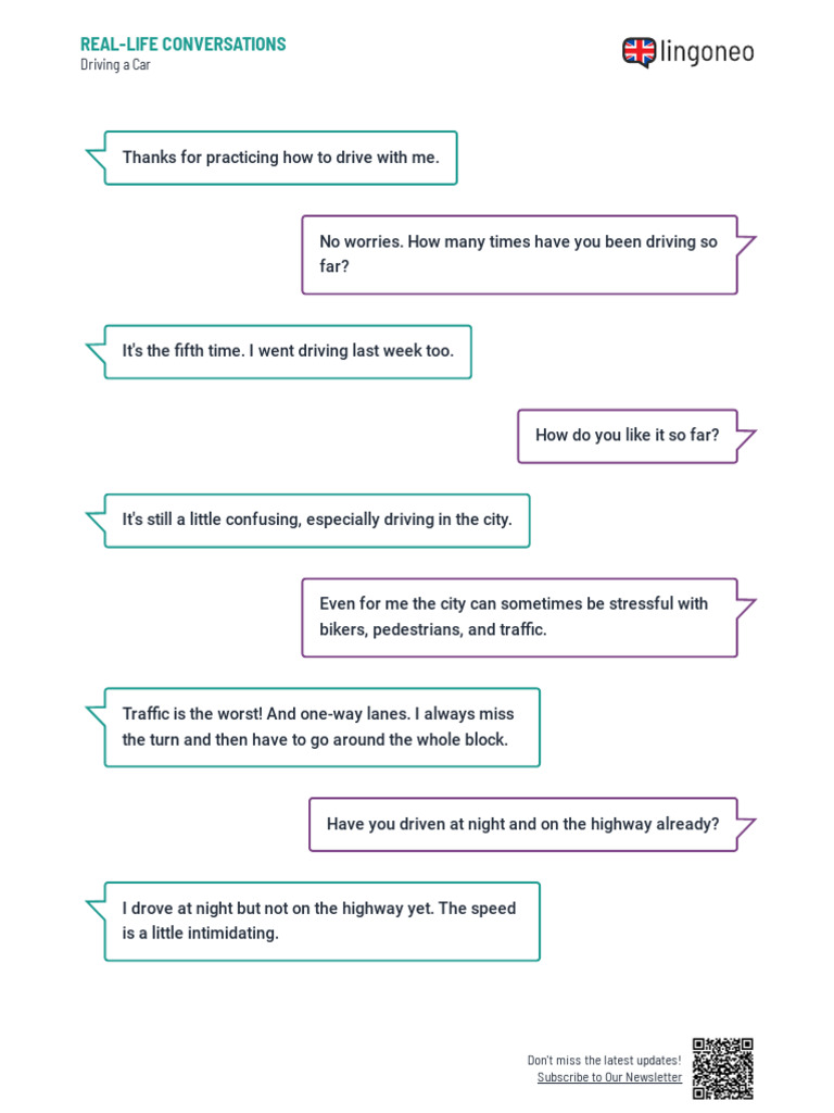 Driving A Car - Dialogue | PDF