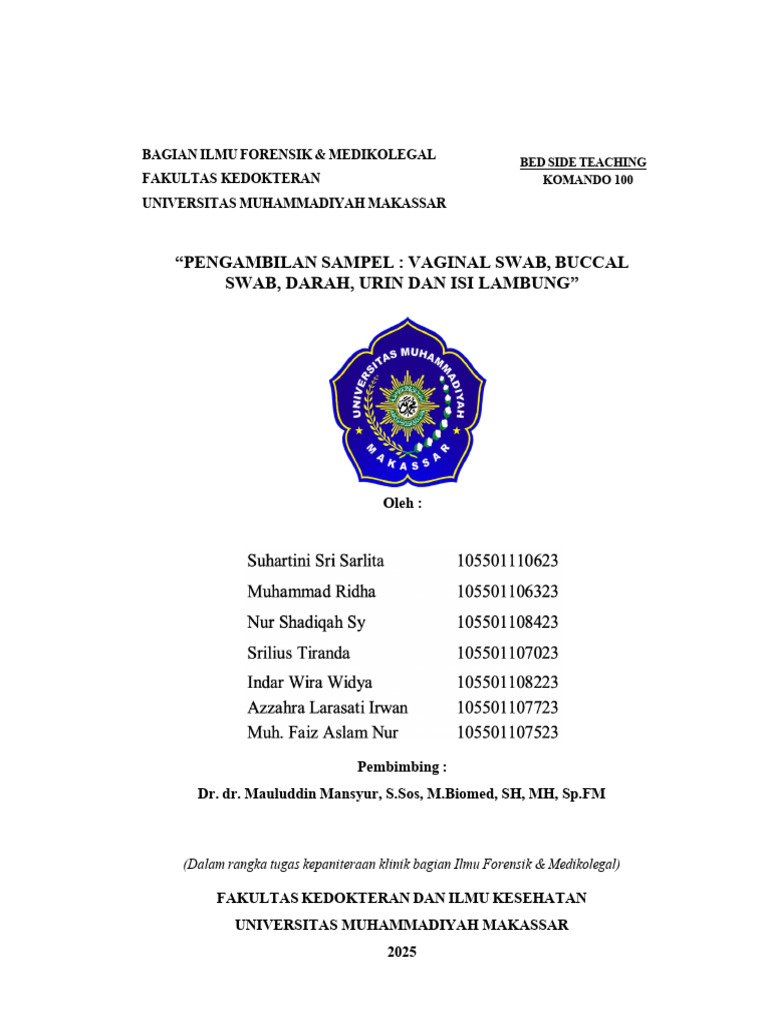 BST12_Pengambilan Sampel Vaginal Swab,Buccal Swab,Darah,Urin (1) | PDF